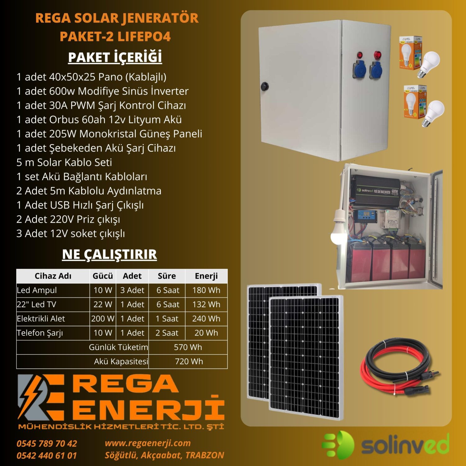 REGA SOLAR JENERATÖR – 4 220V-720Wh LİTYUM PAKET – Rega Enerji